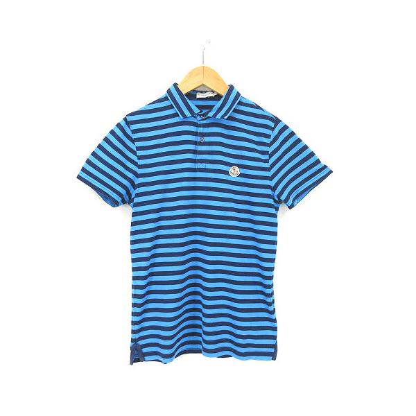 モンクレール MONCLER MAGLIA POLO MANICA マグリア ボーダー ポロシャツ S 青 ブルー系 メンズ【ブランド】モンクレール MONCLER【表記サイズ】S【実寸サイズ】肩幅：36cm　身幅：42cm　着丈：63cm...