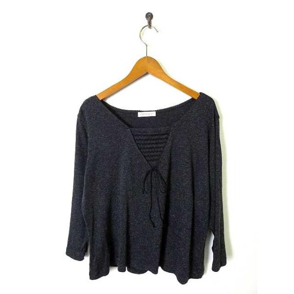 デュプレシス DUPLESSIS ニット カットソー ラメ リボン 7分袖 チャコールグレー レディース【ブランド】デュプレシス DUPLESSIS【表記サイズ】サイズ表記が無い為、実寸サイズをご参考下さい。（M〜Lサイズ位のサイズ感になり...