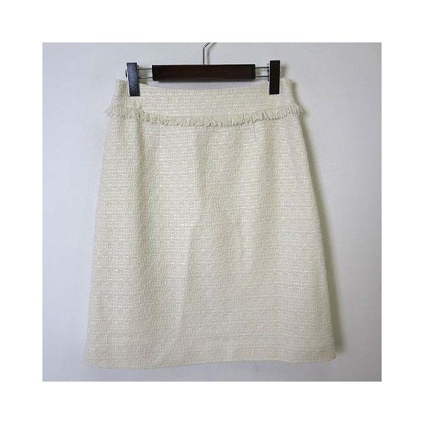 レステラ LESTERA レナウン スカート ウール ツイード フリンジ M アイボリー 美品 レディース【表記サイズ】38（Mサイズ位のサイズ感になります。）【実寸サイズ】ウエスト：69cm　ヒップ：86cm　スカート丈：53cm　　【素...