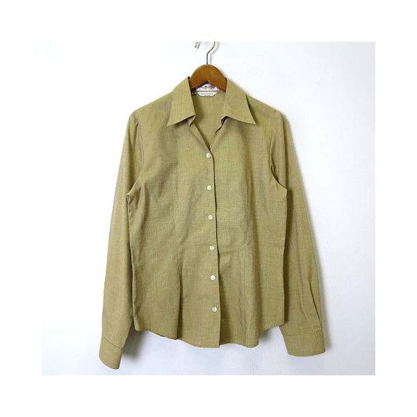 Jino Bouse Club シャツ ブラウス スキッパー ミラクルケア 形状安定 長袖 M マスタード ベージュ レディース【表記サイズ】M【実寸サイズ】肩幅：38cm　身幅：45cm　着丈：61cm　袖丈：59cm　　【素材】素材タグ...