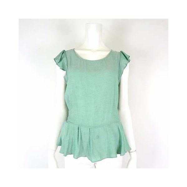 グラーシス gracis ブラウス カットソー ペプラム バック リボン プルオーバー フリル フレンチスリーブ 半袖 M ミントグリーン レディース【表記サイズ】M【実寸サイズ】肩幅：34cm　身幅：44cm　着丈：52cm　袖丈：8cm...