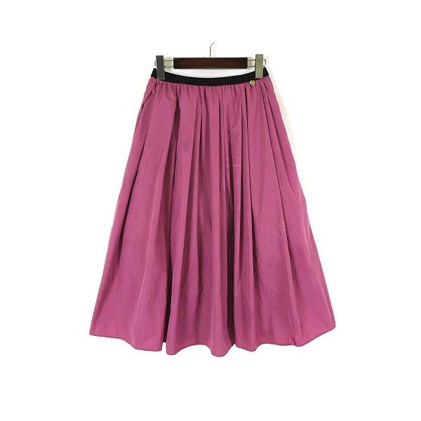 トレンドドレスコード Trend Dress Code クロシェ スカート MI-MOLLET ギャザー ナイロン タフタ フレア ミモレ丈 M くすみボルドー 黒【表記サイズ】表記なし※M位のサイズ感になります。(実寸サイズのご確認をお願...
