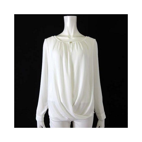 スタイルノート Style Note ブラウス ドレープ シアー シフォン 落ち感 とろみ 装飾ボタン 変形 長袖 M オフ白 アイボリー ゴールド【表記サイズ】M(バスト79-87、身長154-162)【実寸サイズ】肩幅：40cm　身幅：...