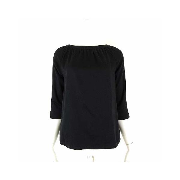 パハリート PAJARITO ブラウス プルオーバー ギャザー ボートネック コットン 7分袖 M 黒 ブラック レディース【表記サイズ】Mバスト79-87、身長154-162【実寸サイズ】身幅：46cm　着丈：56cm　ゆき丈：55cm　...