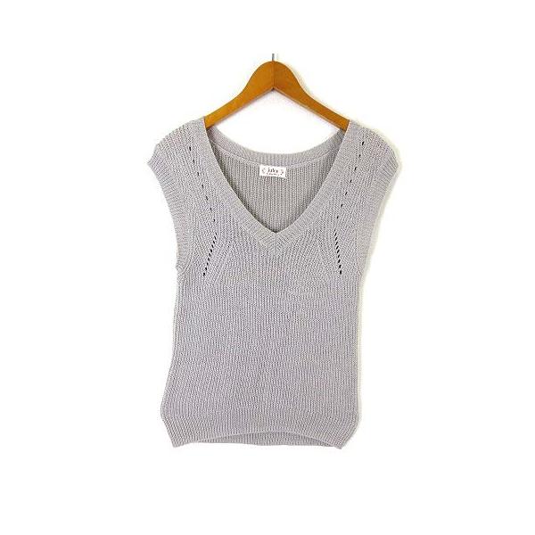 ジュレップ julep ニット ベスト 畦編み ローゲージ Vネック M グレー レディース【表記サイズ】F※Mサイズ相当(実寸サイズのご確認をお願い致します。)【実寸サイズ】身幅：37cm　着丈：53cm　　【素材】本体 麻55％、綿45...