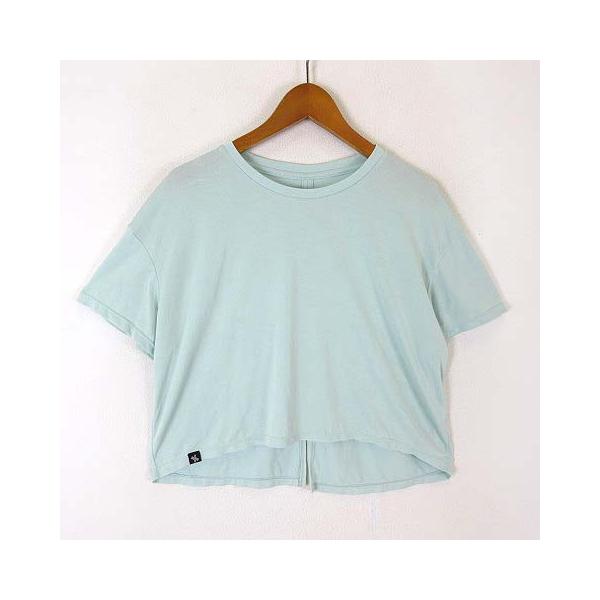 ゼクシィミックス XEXYMIX Tシャツ クロップド バックスリット ロゴ 半袖 M ソフトミント ヨガ ピラティス スポーツウエア レディース【表記サイズ】M【実寸サイズ】身幅：52cm　着丈：42cm　ゆき丈：37cm　　【素材】表地...