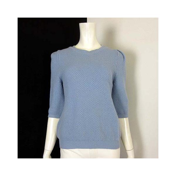 ヘンリベンデル Henri Bendel ニット セーター リボン ギャザー 7分袖 M 水色 ライトブルー 黒 ブラック レディース【表記サイズ】表記なし※M位のサイズ感になります。(実寸サイズのご確認をお願い致します。)【実寸サイズ】肩...