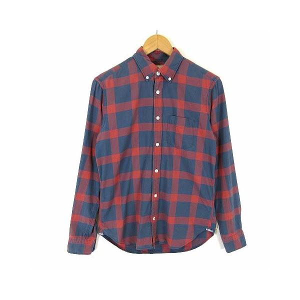 ギャップ GAP LIVED-IN シャツ ボタンダウン チェック ポケット コットン 長袖 XS ネイビーグレー 赤 レッド 小さいサイズ メンズ【ブランド】ギャップ GAP【表記サイズ】XS【実寸サイズ】肩幅：43cm　身幅：50cm　...