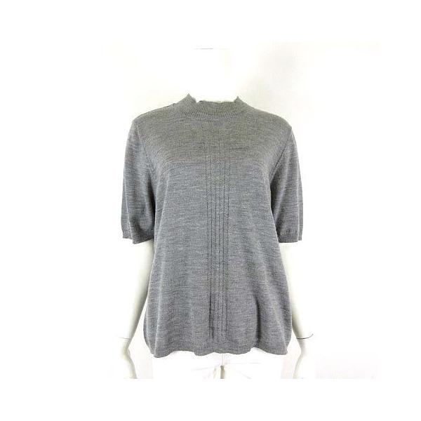 デリス DELICE Sports 東京スタイル ニット セーター ウール 透かし編み 切替 モックネック 半袖 LL グレー 大きいサイズ レディース【表記サイズ】LL【実寸サイズ】肩幅：40cm　身幅：53cm　着丈：56cm　袖丈：2...