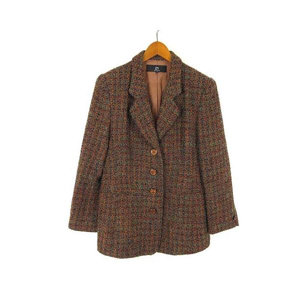 アウチ AUCH ジャケット ツイード ウール 4ボタン テーラード 長袖 M 9 マルチカラー レディース【表記サイズ】9※Mサイズ相当【実寸サイズ】肩幅：40cm　身幅：46cm　着丈：70cm　袖丈：57cm　　【素材】表地 毛85％...