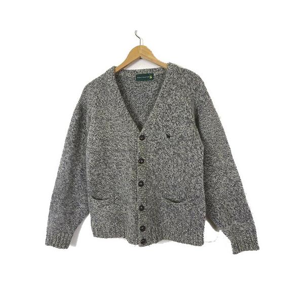 Knights of Round Table ナイツオブラウンドテーブル カーディガン ニット くるみボタン ロゴ 刺繍 Vネック 長袖 S-M 杢グレー メンズ【表記サイズ】タグがカットされていますがS-M位のサイズ感になります。(実寸サ...