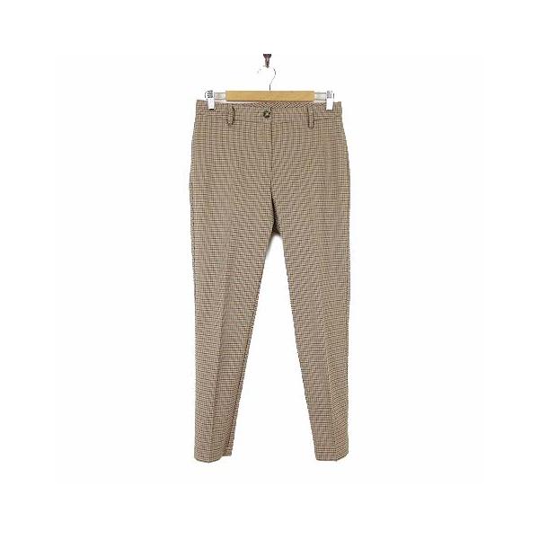 クリスティーナ ガヴィオリ CRISTINA GAVIOLI パンツ スラックス テーパードパンツ チェック柄 ストレッチ M 42 モカブラウン 黒【表記サイズ】I 42、US 8 (Mサイズ)【実寸サイズ】ウエスト：75cm　もも幅：2...