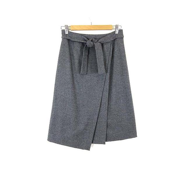 カサデミチコ CASA de MICHICO スカート ラップ風 フラノ ウール ウエストリボン ミディ丈 M グレー レディース【表記サイズ】表記なし※M位のサイズ感になります。(実寸サイズのご確認をお願い致します。)【実寸サイズ】ウエス...