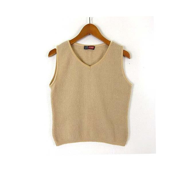 FAUSTA trend 松坂屋 ベスト ニット モヘヤ ストレッチ Vネック ベロア 切替 パイピング S ベージュ レディース【表記サイズ】表記なし※S位のサイズ感になります。(実寸サイズのご確認をお願い致します。)【実寸サイズ】身幅：...