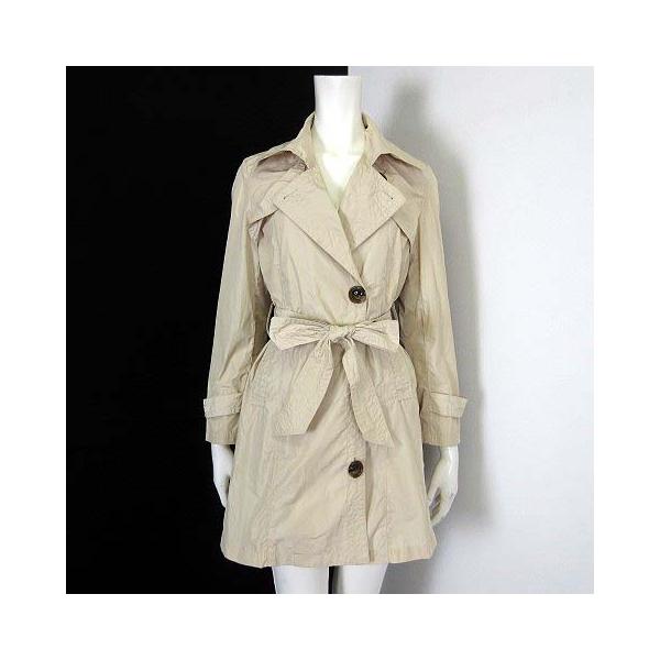 Plus-Haut コート スプリング トレンチコート 軽量 撥水 ナイロン タフタ ミディ丈 ウエスベルト M ベージュ レディース【表記サイズ】Mバスト79-87、身長154-162※実寸サイズのご確認をお願い致します。【実寸サイズ】肩...