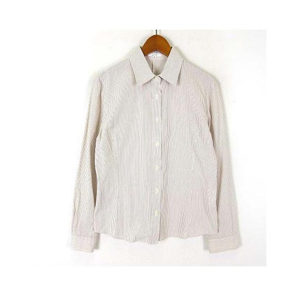 エフデ ef-de シャツ ブラウス ストライプ コットン 長袖 L 11 オフ白 ベージュ レディース【ブランド】エフデ ef-de【表記サイズ】11※Lサイズ相当【実寸サイズ】肩幅：39cm　身幅：48cm　着丈：61cm　袖丈：57c...