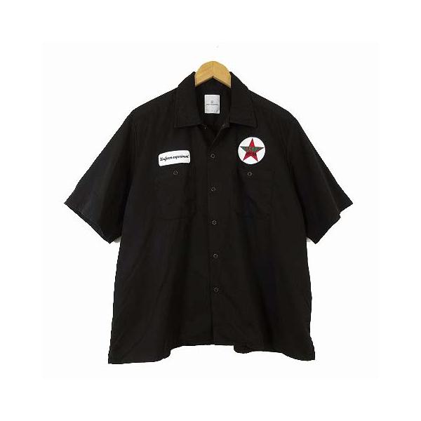ユニフォームエクスペリメント 24SS シャツ ワークシャツ S/S WORK SHIRT 半袖 ロゴ 刺繍 S 1 黒 ブラック UE-240012 メンズ【ブランド】ユニフォームエクスペリメント uniform experiment【表...
