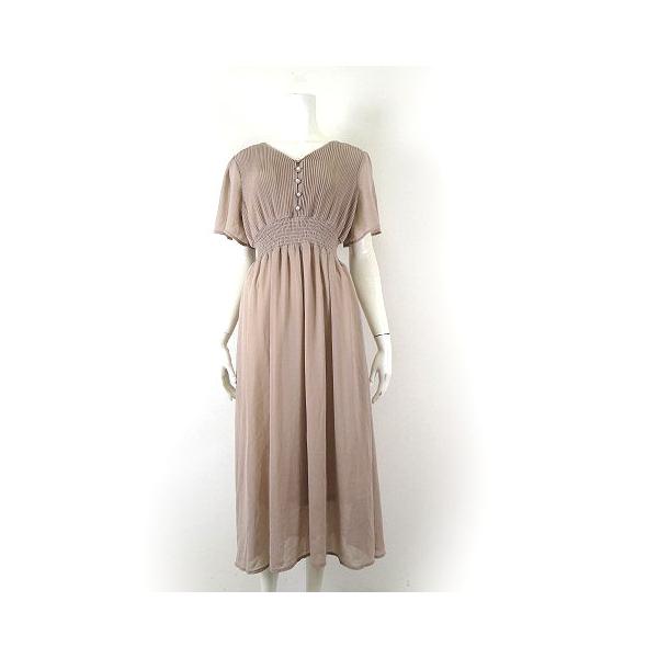 ナチュラルクチュール natural couture フレアスリーブ お上品 ワンピース ロング マキシ プリーツ パールボタン 半袖 F ピンクベージュ【表記サイズ】F※実寸サイズのご確認をお願い致します。【実寸サイズ】肩幅：36cm　身...