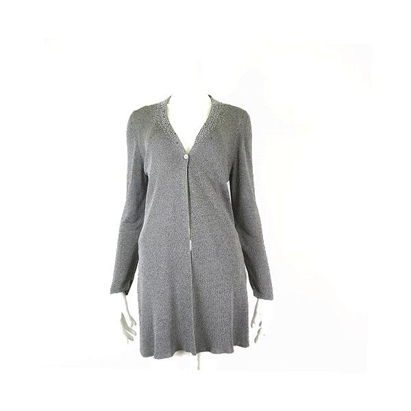 レコパン LES COPAINS カーディガン ニット ロング ビーズ装飾 Vネック サイドスリット 落ち感 長袖 M グレー イタリア製 レディース【ブランド】レコパン LES COPAINS【表記サイズ】42/11※Mサイズ相当(実寸サ...