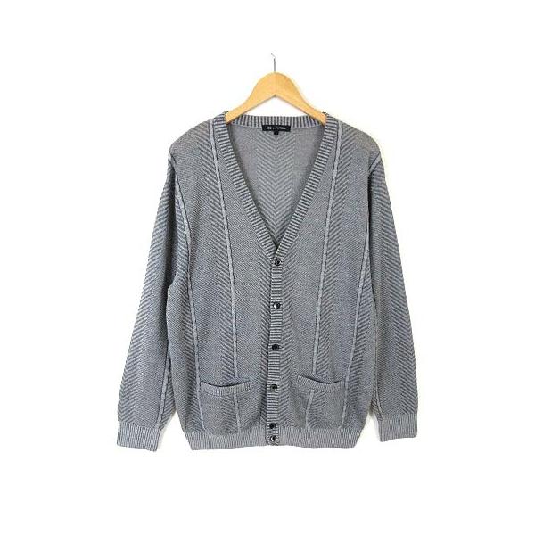 H-L アッシュエル HENRI-LUC CHAPUIS カーディガン ジャガード ニット リネン 長袖 L 杢グレー メンズ【表記サイズ】L※実寸サイズのご確認をお願い致します。【実寸サイズ】身幅：54cm　着丈：68cm　ゆき丈：84c...