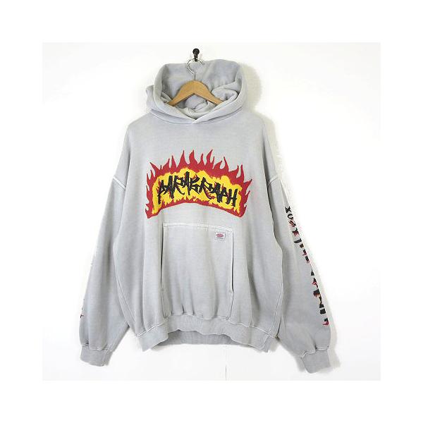 パラグラフ Paragraph P08 パーカー フーディー スウェット プルオーバー ファイヤー フレーム ロゴ ヘビーウエイト 裏起毛 F ライトグレー【表記サイズ】FREE※オーバーサイズシルエットになりますので実寸サイズのご確認をお...