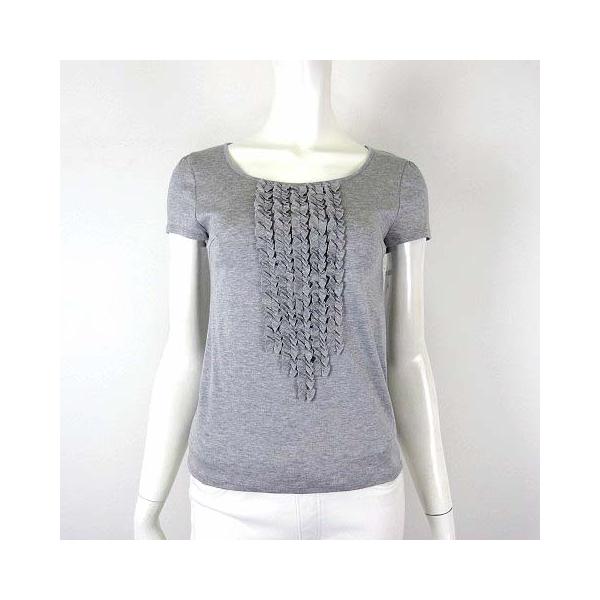 未使用品 ペイトンプレイス PEYTON PLACE Tシャツ カットソー 半袖 フロント フリル ギャザー コットン M 杢 グレー 美品 レディース【ブランド】ペイトンプレイス PEYTON PLACE【表記サイズ】M【実寸サイズ】肩幅...