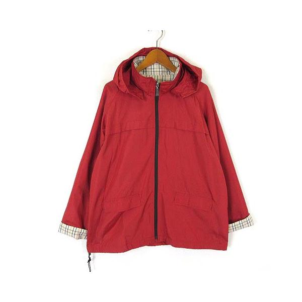 WELFARE ジャケット マウンテンパーカー 配色 チェック ジップアップ フード ロールアップ袖 長袖 L 赤 レッド マルチカラー レディース【表記サイズ】Lバスト86-94、身長154-162【実寸サイズ】身幅：56cm　着丈：65...