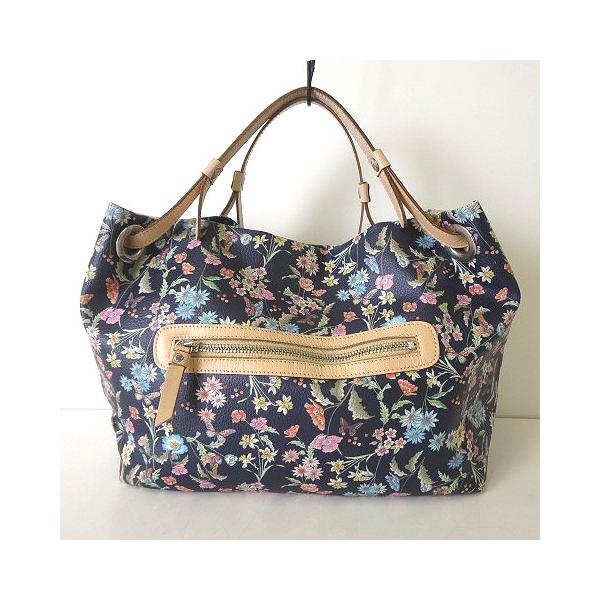 ハナエモリ HANAE MORI バッグ トートバッグ 蝶々 花柄 ロゴ PVC 紺 ネイビー ベージュ マルチカラー かばん 鞄 カバン レディース【ブランド】ハナエモリ HANAE MORI【実寸サイズ】持ち手の長さ：33cm　ヨコ：2...