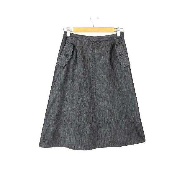セシオセラ CECI OU CELA  スカート Aライン シャンブレー ポケット装飾 ミモレ丈 M 38 杢グレー レディース【表記サイズ】38※Mサイズ相当【実寸サイズ】ウエスト：64cm　ヒップ：96cm　スカート丈：68cm　　【素...