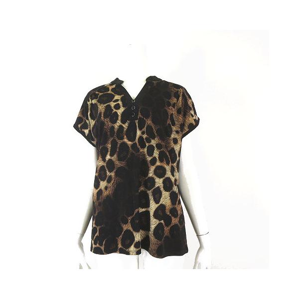 Elie Mccarthy エリーマッカシー トップス カットソー レオパード ヒョウ柄 ボックスシルエット ドルマンスリーブ 半袖 XL 黒 茶 ベージュ【表記サイズ】XL※実寸サイズのご確認をお願い致します。【実寸サイズ】身幅：54cm...