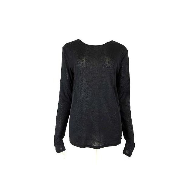 La-BEU カットソー トップス シアー シフォン ストレッチ ロングスリーブ 長袖 M 黒 ブラック レディース【表記サイズ】Mバスト79-87、身長154-162【実寸サイズ】肩幅：41cm　身幅：46cm　着丈：62cm　袖丈：68...