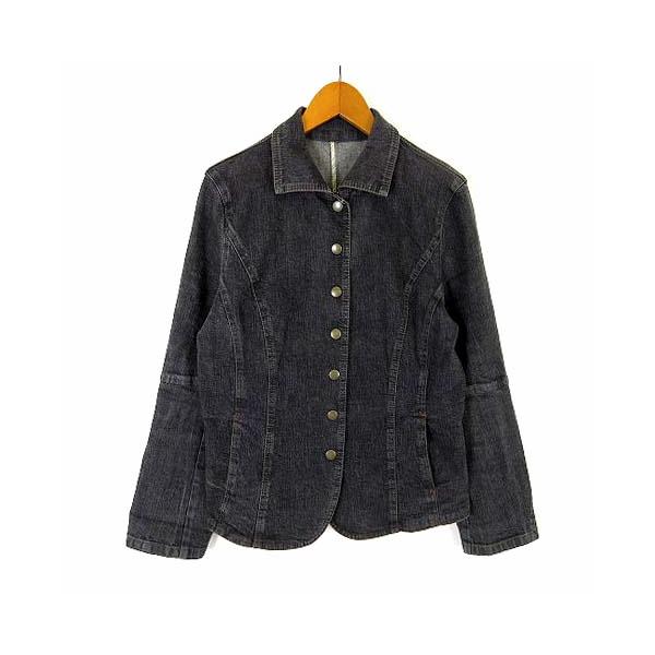FIL DIRE フィルディール デニムジャケット カバーオール ストレッチ 長袖 XL 42 黒 ブラック レディース【表記サイズ】42※スタッフ試着でLサイズ相当(実寸サイズのご確認をお願い致します。)【実寸サイズ】肩幅：39cm　身幅...