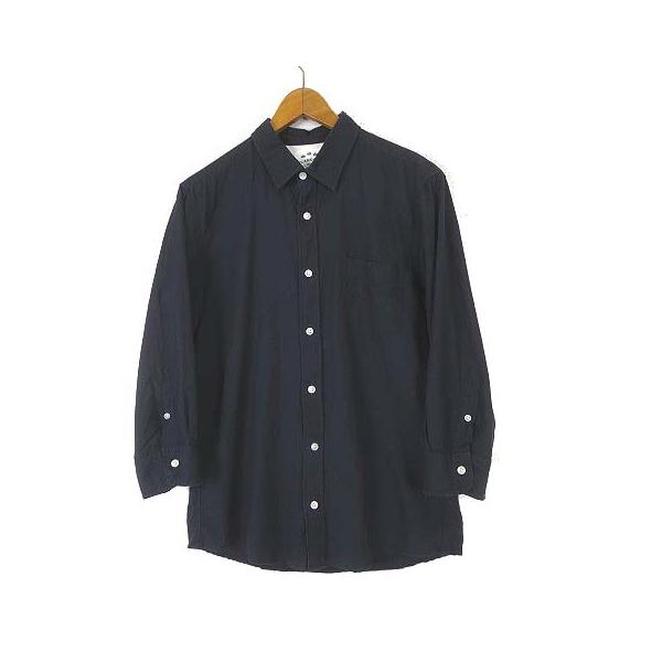 ナノユニバース nano universe シャツ FLANDERS LINEN リネン コットン レギュラーカラー 7分袖 L 紺 ネイビー メンズ【ブランド】ナノユニバース nano universe【表記サイズ】L※実寸サイズのご確認...