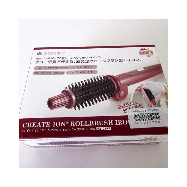 未使用品 クレイツイオン CREATE ION ヘアアイロン ロールブラシ アイロン ポータブル 26mm HSB-02-FP 折畳み コンパクト ピンク 美品【実寸サイズ】全長28cm　【色】ピンク【仕様】折り畳み式【状態】◆未使用の保管...