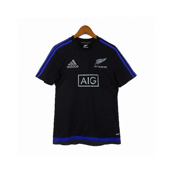 アディダス オールブラックス ALL BLACKS ラグビー トレーニング Tシャツ プラクティスシャツ 半袖 2016年モデル S 黒 ブラック 青紫【ブランド】アディダス adidas【表記サイズ】J/S【実寸サイズ】身幅：47cm　着...