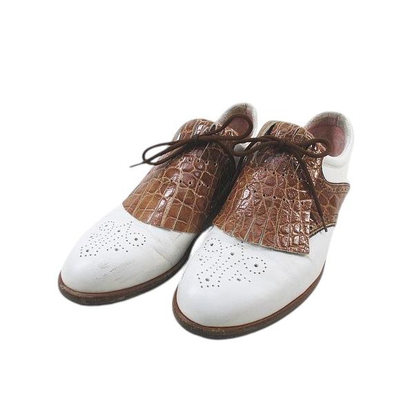 ?WALTER GENUIN ウォルター・ジェヌイン ゴルフシューズ 37.5 バイカラー ホワイト ブラウン レザーイタリア製 レディース【表記サイズ】37.5【実寸サイズ】最大幅：9cm　アウトソール：26cm　　【素材】レザー【色】ホ...