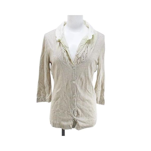 ファビアナ フィリッピ FABIANA FILIPPI QK21817 七分袖 カーディガン 44 ベージュ系 イタリア製 透け感 無地 レディース【表記サイズ】44【実寸サイズ】肩幅：37cm　身幅：43cm　着丈：59cm　袖丈：41c...