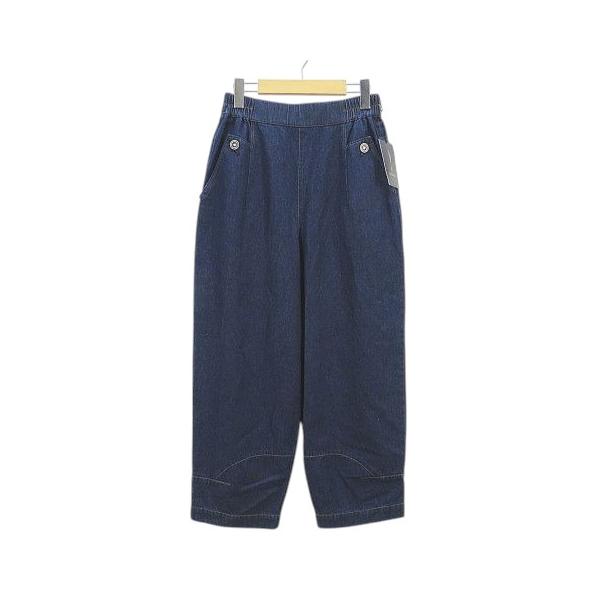 未使用品 ラ・イマージュ la IMAGE イージーパンツ アンクル丈 デニム生地 裾デザイン タグ付き レディース【表記サイズ】9【実寸サイズ】ウエスト：64cm　もも幅：32cm　裾幅：19cm　股上：34cm　股下：55cm　　【素材...