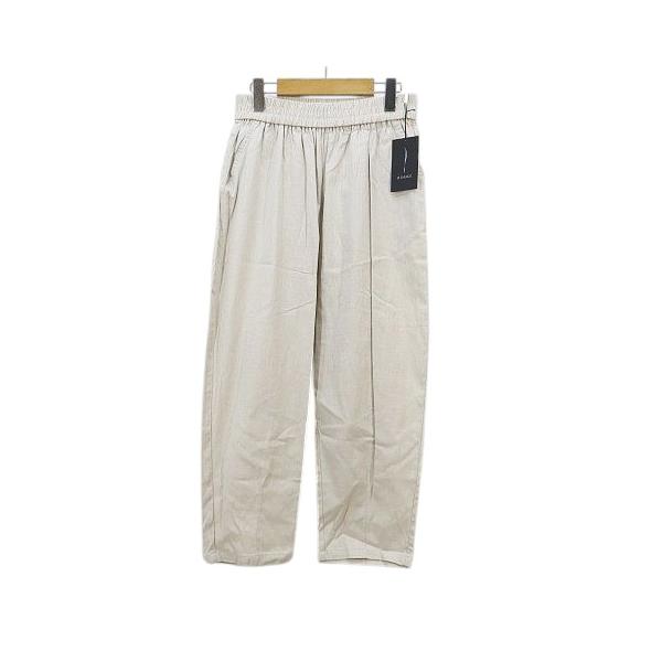 未使用品 ラ・イマージュ ｌa IMAGE  テーパードパンツ クロップド F ベージュ系 バックポケット 無地 ストレッチ タグ付き レディース【表記サイズ】F【実寸サイズ】ウエスト：66cm　もも幅：29cm　裾幅：17cm　股上：28...