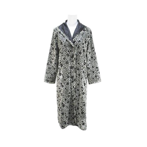 パリエンヌ PARIENNE ヒョウ柄 アニマル柄 ロングコート 薄手 S 灰系 グレー 日本製 スリット フロッキープリント 裏地 レディース【表記サイズ】S【実寸サイズ】肩幅：39cm　身幅：49cm　袖丈：53cm　着丈：105cm　...