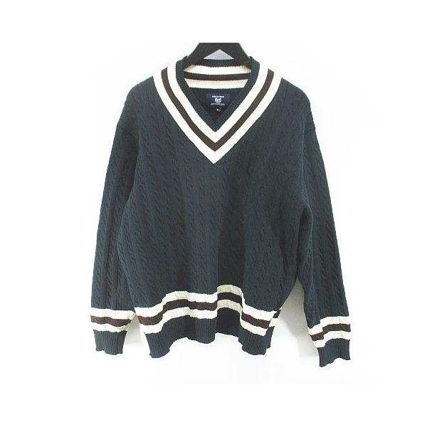 コムサコミューン COMME CA COMMUNE 長袖 ニット セーター Vネック M 緑系 グリーン ケーブル編み ライン メンズ【ブランド】コムサコミューン COMME CA COMMUNE【表記サイズ】M【実寸サイズ】肩幅：46cm...
