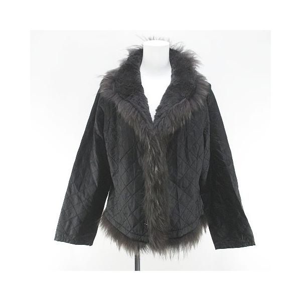 doble VINON 2WAY キルティングジャケット ベスト ラクーンファー ラビットファー 毛皮 中綿 44 灰系 グレー ホック 裏地 レディース【表記サイズ】44【実寸サイズ】肩幅：38cm　身幅：45cm　袖丈：58cm　着丈：...