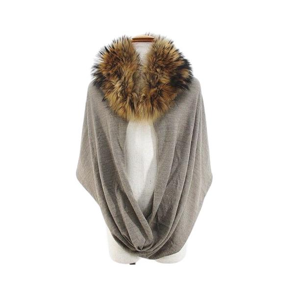 マーレンダム MARLENEDAM ニット ストール スヌード マフラー 茶系 ブラウン ラクーンファー ウール レディース【ブランド】マーレンダム MARLENEDAM【実寸サイズ】着丈 約50cm　身幅 約80cm　【素材】羊毛 100...