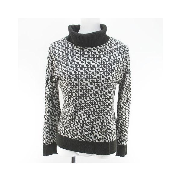 ジェラールダレル GERARD DAREL 長袖 ニット セーター タートルネック M 黒系 ブラック 毛 ウール 総柄 レディース【ブランド】ジェラールダレル GERARD DAREL【表記サイズ】M【実寸サイズ】肩幅：35cm　身幅：4...