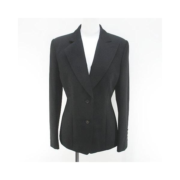 グッチ GUCCI セットアップ ジャケット ロングパンツ スラックス ジップフライ 38 黒系 ブラック イタリア製 毛 ウール 裏地 無地 レディース【ブランド】グッチ GUCCI【表記サイズ】38【実寸サイズ】ジャケット 肩幅：38c...