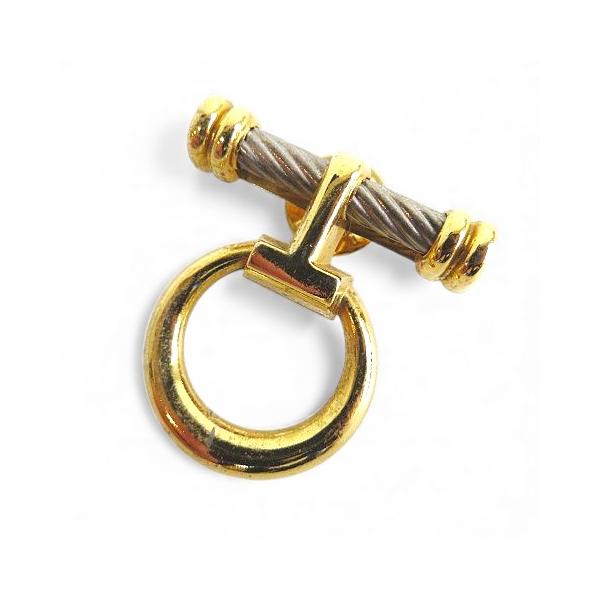 MALKA M DEP マルカ ゴールドカラー ピンブローチ スカーフリング アクセサリー フランス製 【実寸サイズ】ヨコ：3.3cm　タテ：3.5cm　　【色】（画像参照）【状態】若干の使用感は感じられますが、特に目立った汚れ・ダメージ等...