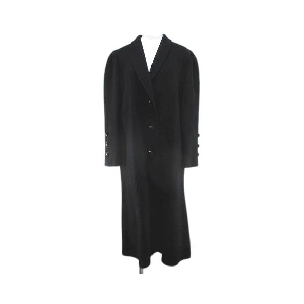 ロザース ROSACE ショールカラー コート ロング丈 9 黒系 ブラック 無地 ボタン 裏地 毛 ウール レディース【表記サイズ】9【実寸サイズ】肩幅：40cm　身幅：52cm　袖丈：60cm　着丈：110cm　　【素材】表地　毛 10...