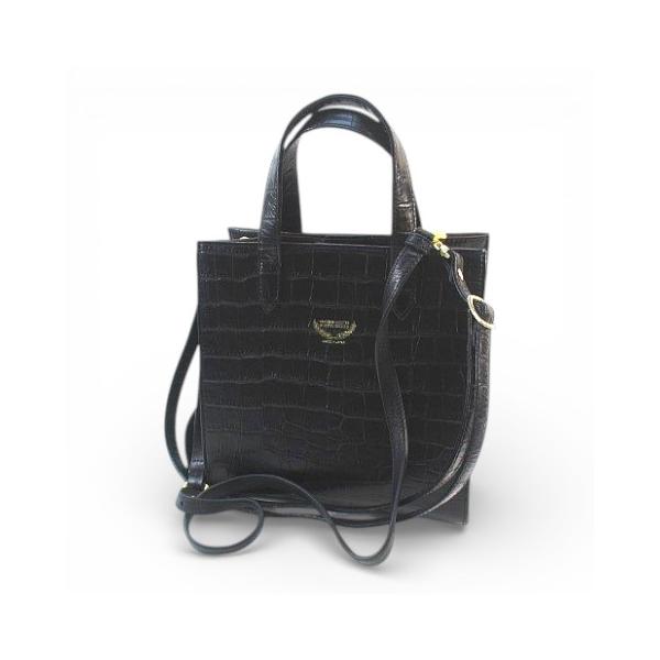N by SUCCEED エヌバイサクシード 牛革クロコダイル型押し2way ハンドバッグ ブラック 黒 レディース【実寸サイズ】持ち手の長さ：27cm　ヨコ：23cm　タテ：23cm　ショルダーの長さ：100cm　　【素材】外側:牛革 内...