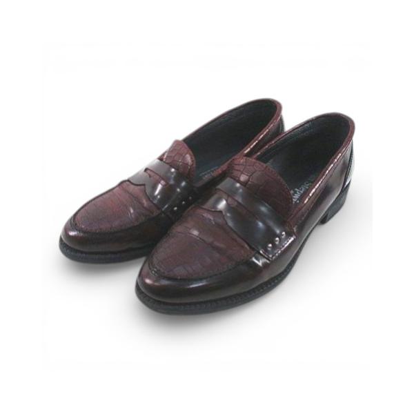 BRYAN STEPWISE ブライアンステップワイズ ローファー スタッズ 36 ボルドー レザー スペイン製 レディース【表記サイズ】36【実寸サイズ】最大幅：2cm　アウトソール：8.5cm　　【素材】レザー【色】ボルドー系（画像参照...