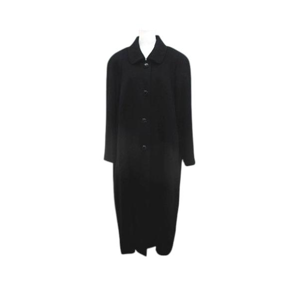 バルマン BALMAIN カシミヤ ステンカラーコート ロング丈 13 黒系 ブラック ステッチ ボタン 裏地 レディース【ブランド】バルマン BALMAIN【表記サイズ】13【実寸サイズ】身幅：57cm　着丈：113cm　ゆき丈：80cm...